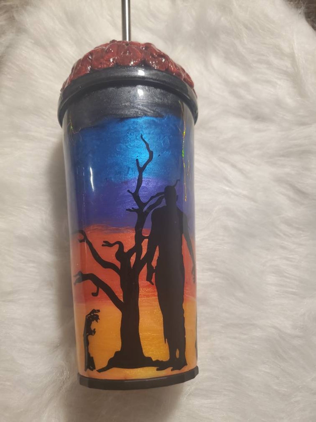Zombie Brain Tumbler 20oz With Sraw. 3D Tumbler Topper. Ready - Etsy