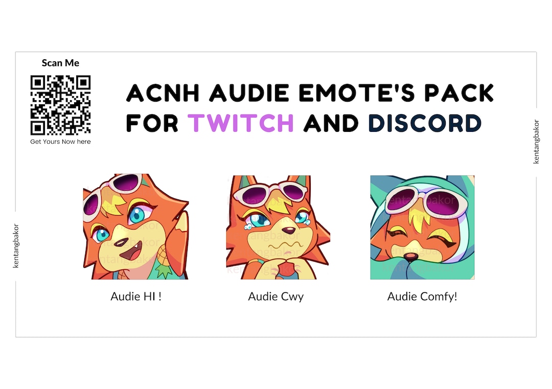 ACNH Audie Emote Packs for Twitch and Discord / Premade /kawaii - Etsy