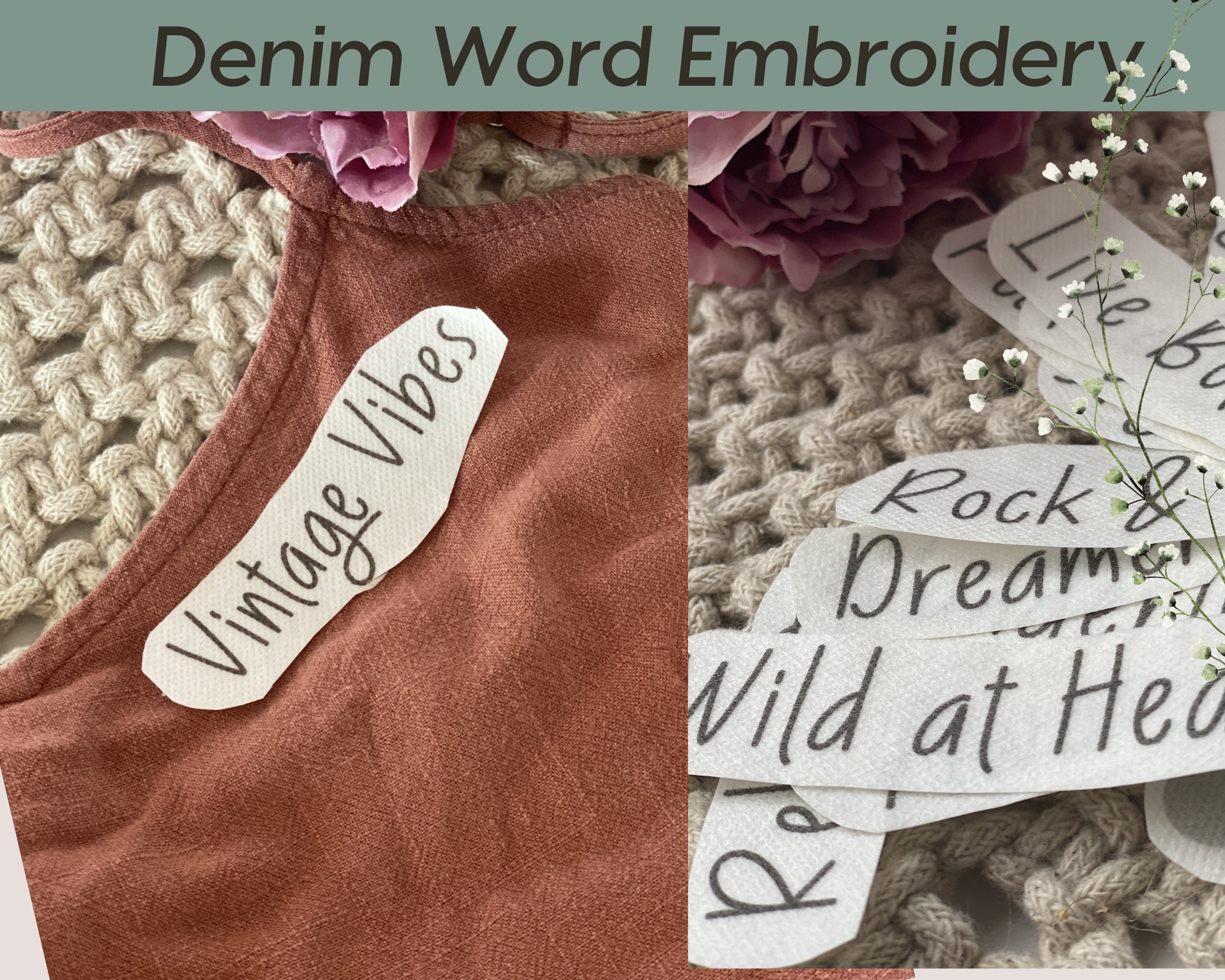 Word Embroidery for Your Denim, Perfect Beginner Sized Font, Quick and ...