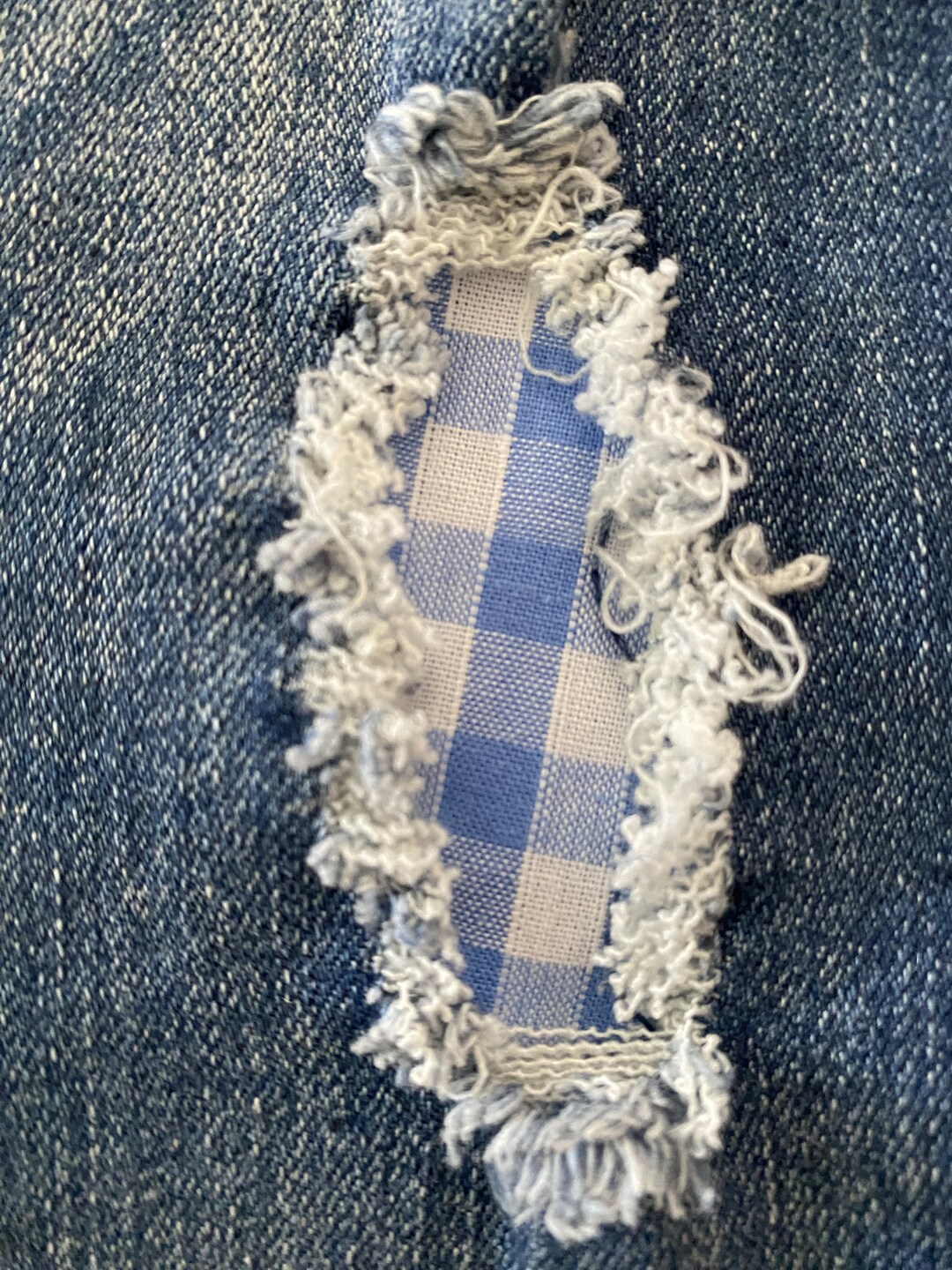 Blue Gingham Patch, Iron on Patches, Patches for Jeans, Easy to Apply ...
