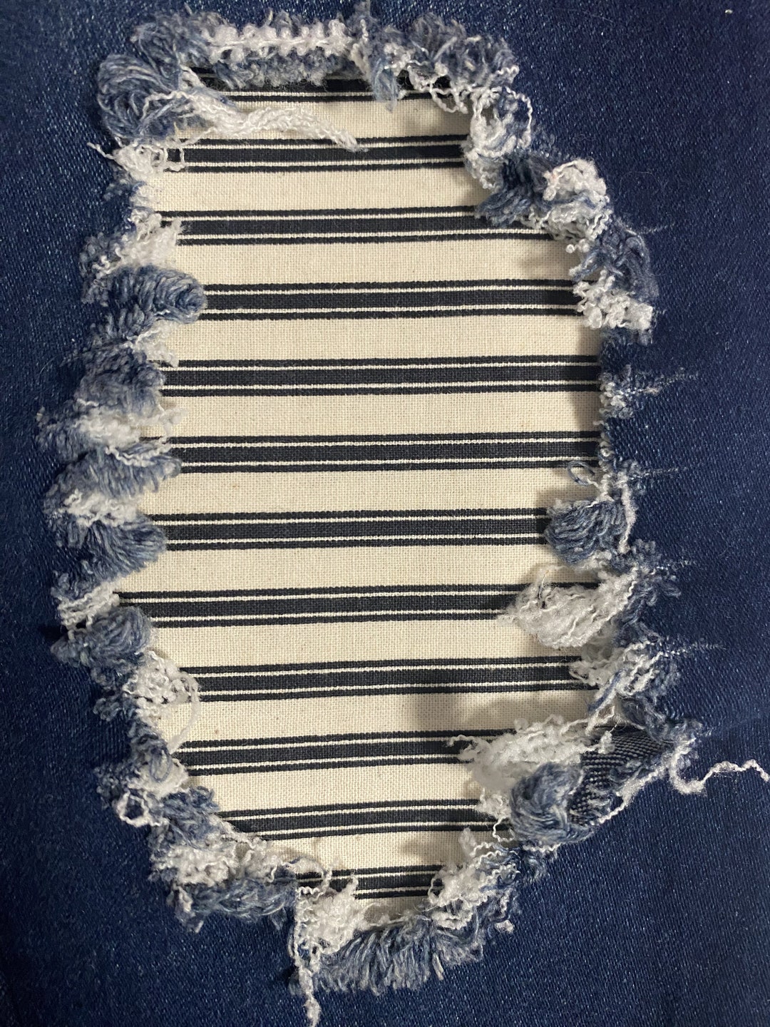 Dark Blue/black Stripe Patch, Iron on Patches, Patches for Jeans, Easy ...