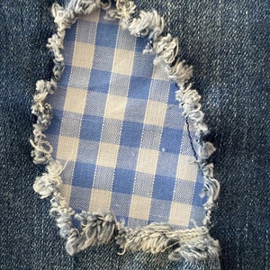 Blue Gingham Patch, Iron on Patches, Patches for Jeans, Easy to Apply ...