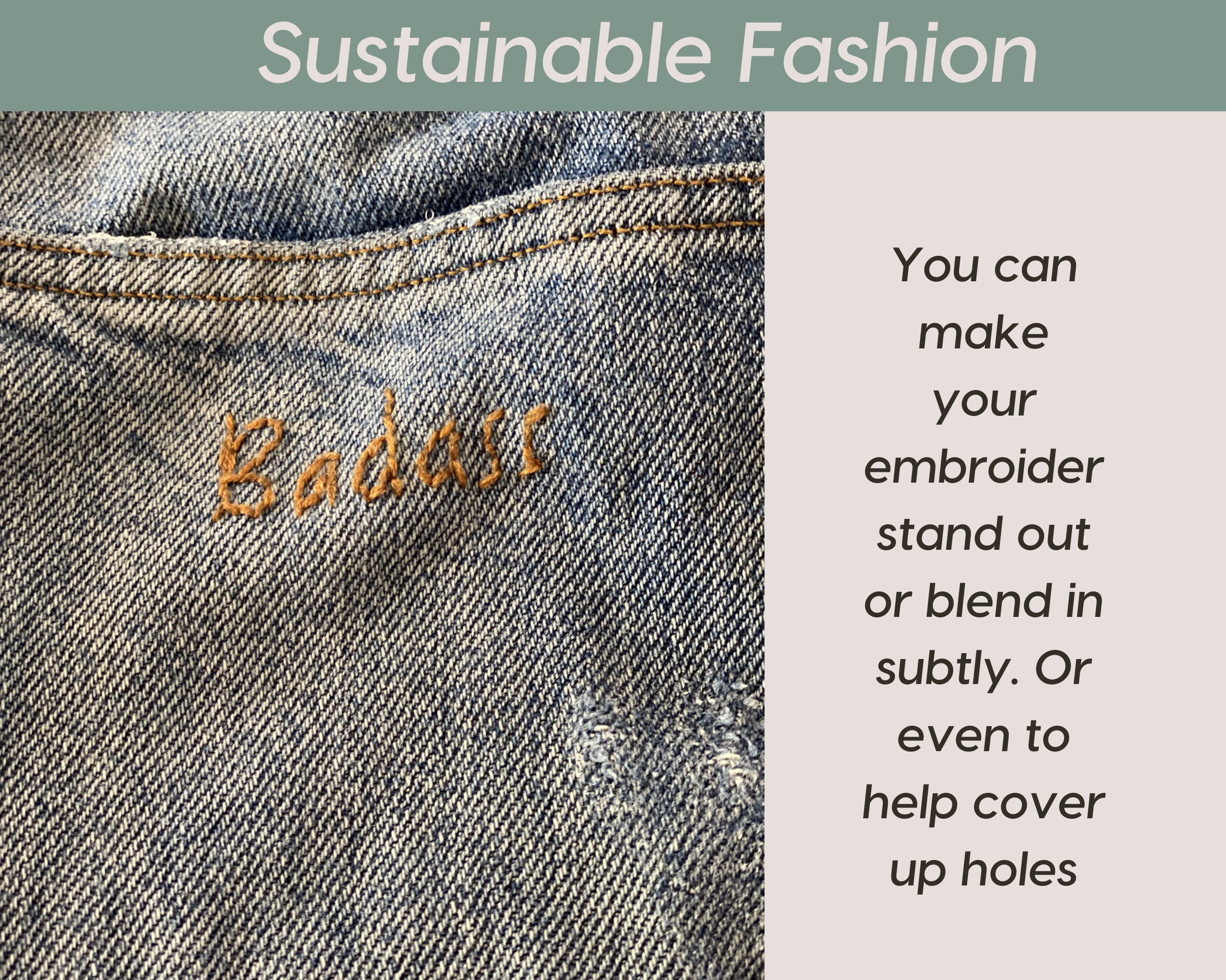 Word Embroidery for Your Denim, Perfect Beginner Sized Font, Quick and ...