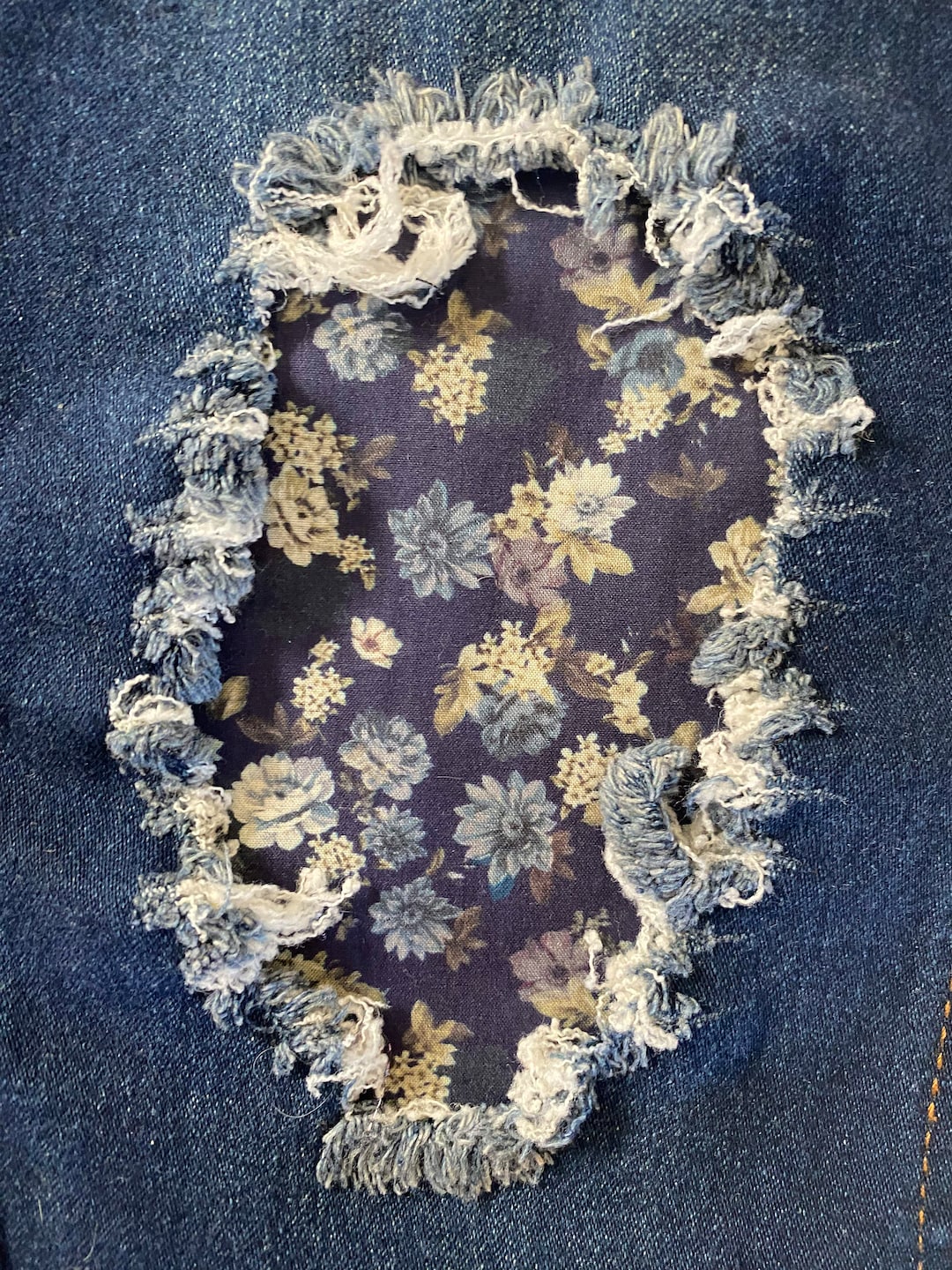 Denim Floral Patch, Iron on Patches, Patches for Jeans, Easy to Apply ...