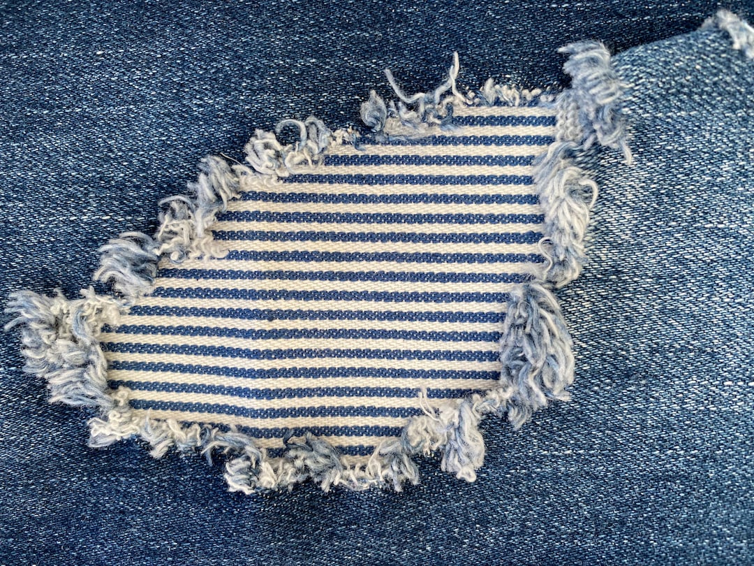 Blue Stripe Patch, Iron on Patches, Patches for Jeans, Easy to Apply ...