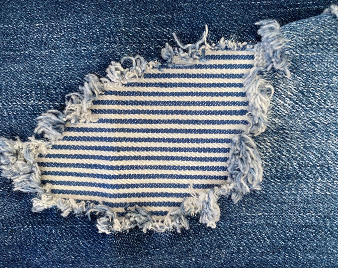 Blue Stripe Patch, Iron on Patches, Patches for Jeans, Easy to Apply ...