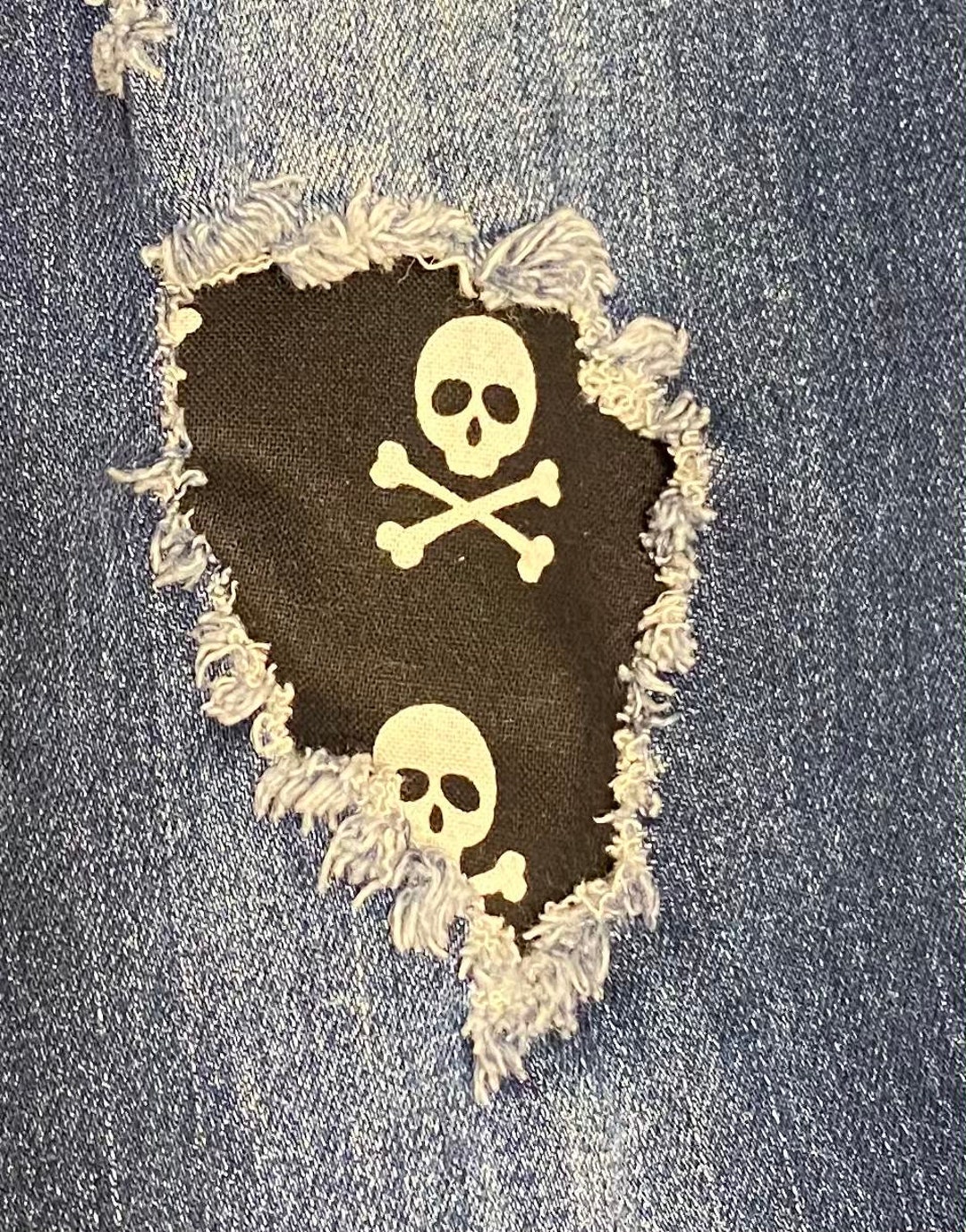 Skull & Bone Fabric Design Patch, Patches for Denim, Patches for Jeans ...