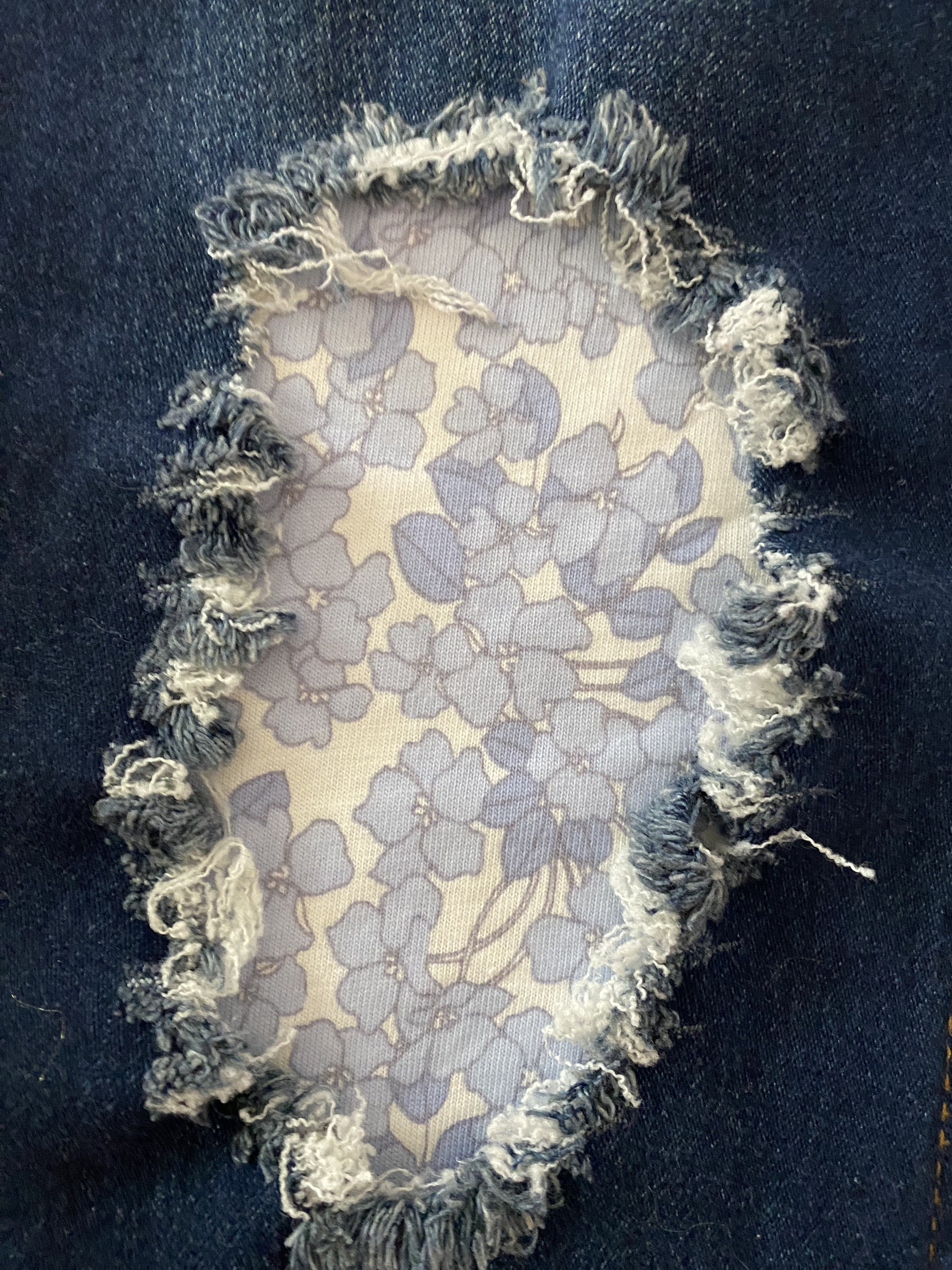 Stretch Light Blue Floral Jeans Patch, Easy to Apply to Fix Holes, Rips ...