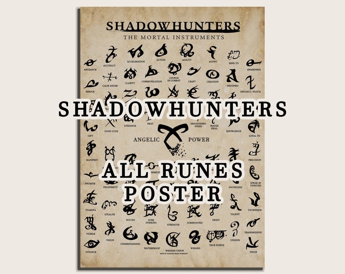 Shadowhunters All Runes Poster Digital Print, Cassandra Clare Wall Art ...