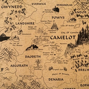 The Kingdoms of Albion Fantasy Map, Vintage Camelot Wall Art, Merlin ...