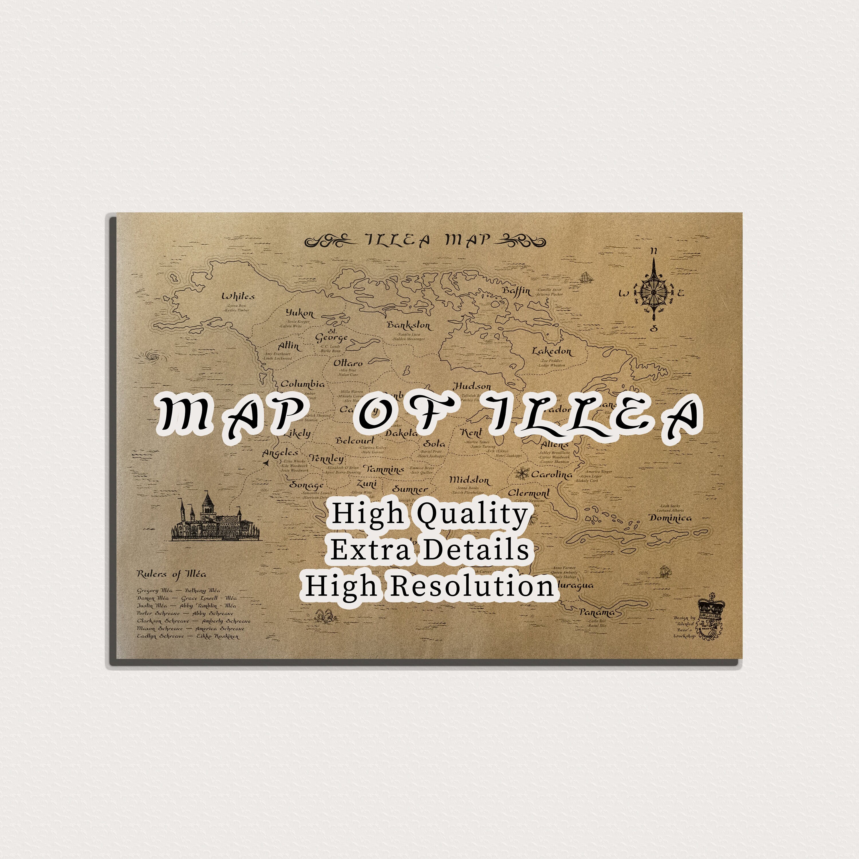 Rustic Map of Illea, the Elite Fan Gift, the One, the Heir, the Prince ...