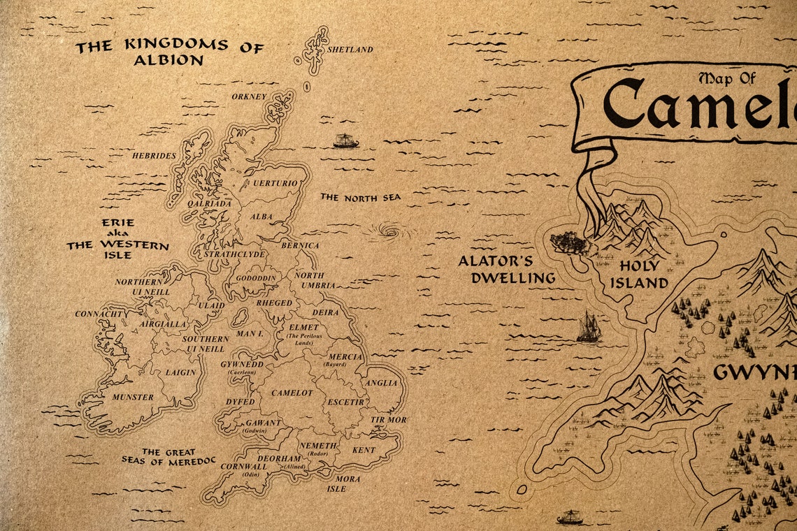 The Kingdoms of Albion Fantasy Map Vintage Camelot Wall Art - Etsy