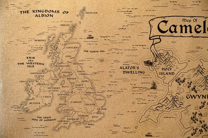 The Kingdoms of Albion Fantasy Map Vintage Camelot Wall Art - Etsy