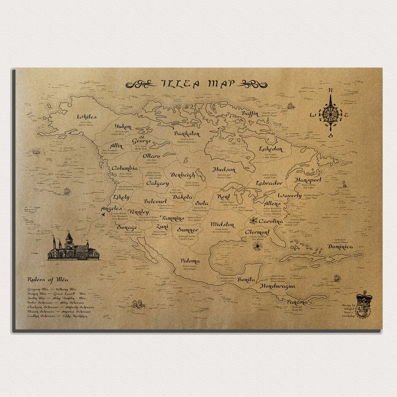 Rustic A3 Map of Illea the Elite Fan Gift the One the Heir - Etsy