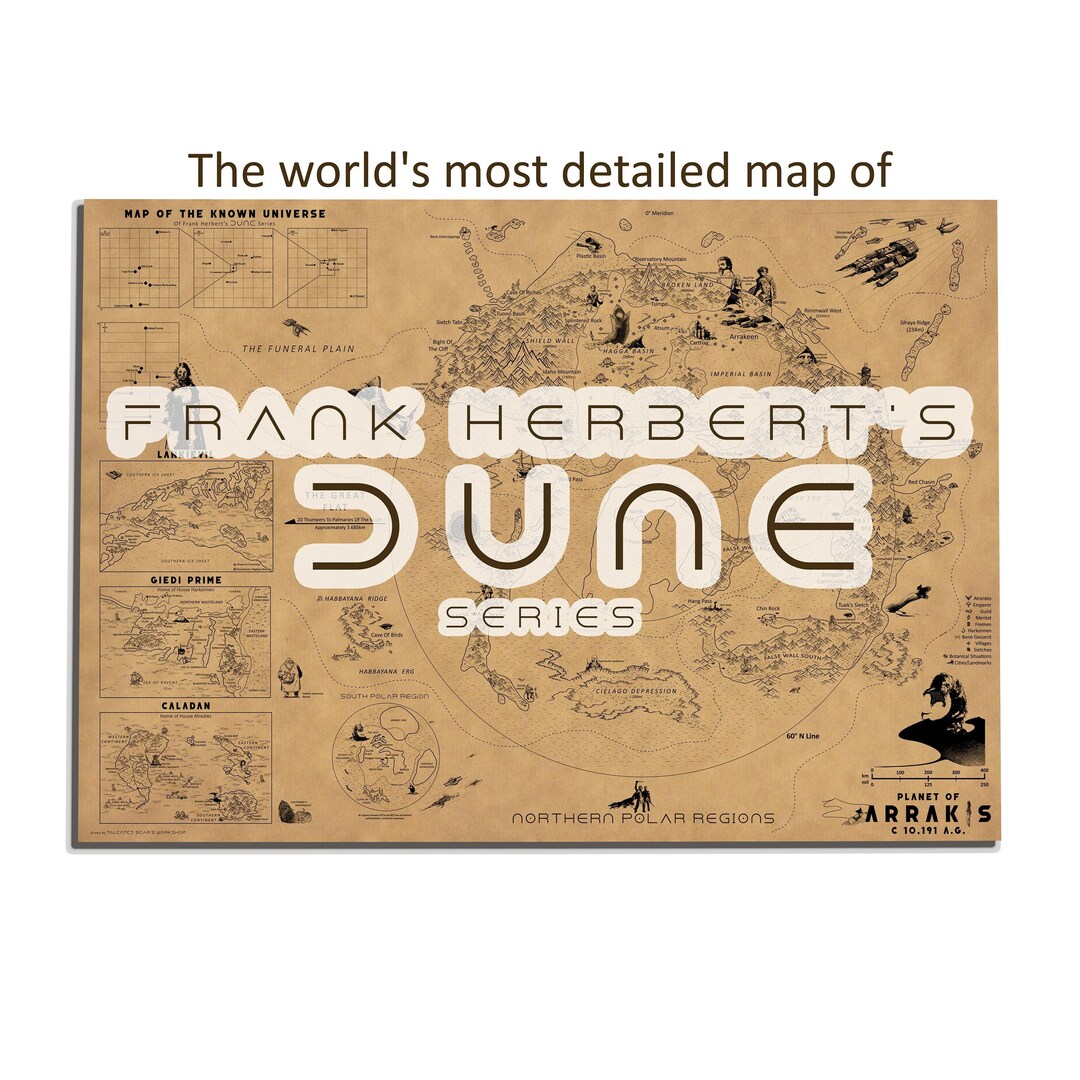 Map of Frank Herbert's DUNE Series, Arrakis World Map 70*100cm, Caladan ...