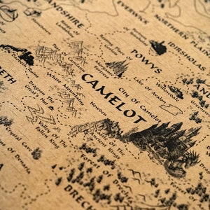 The Kingdoms of Albion Fantasy Map, Vintage Camelot Wall Art, Merlin ...