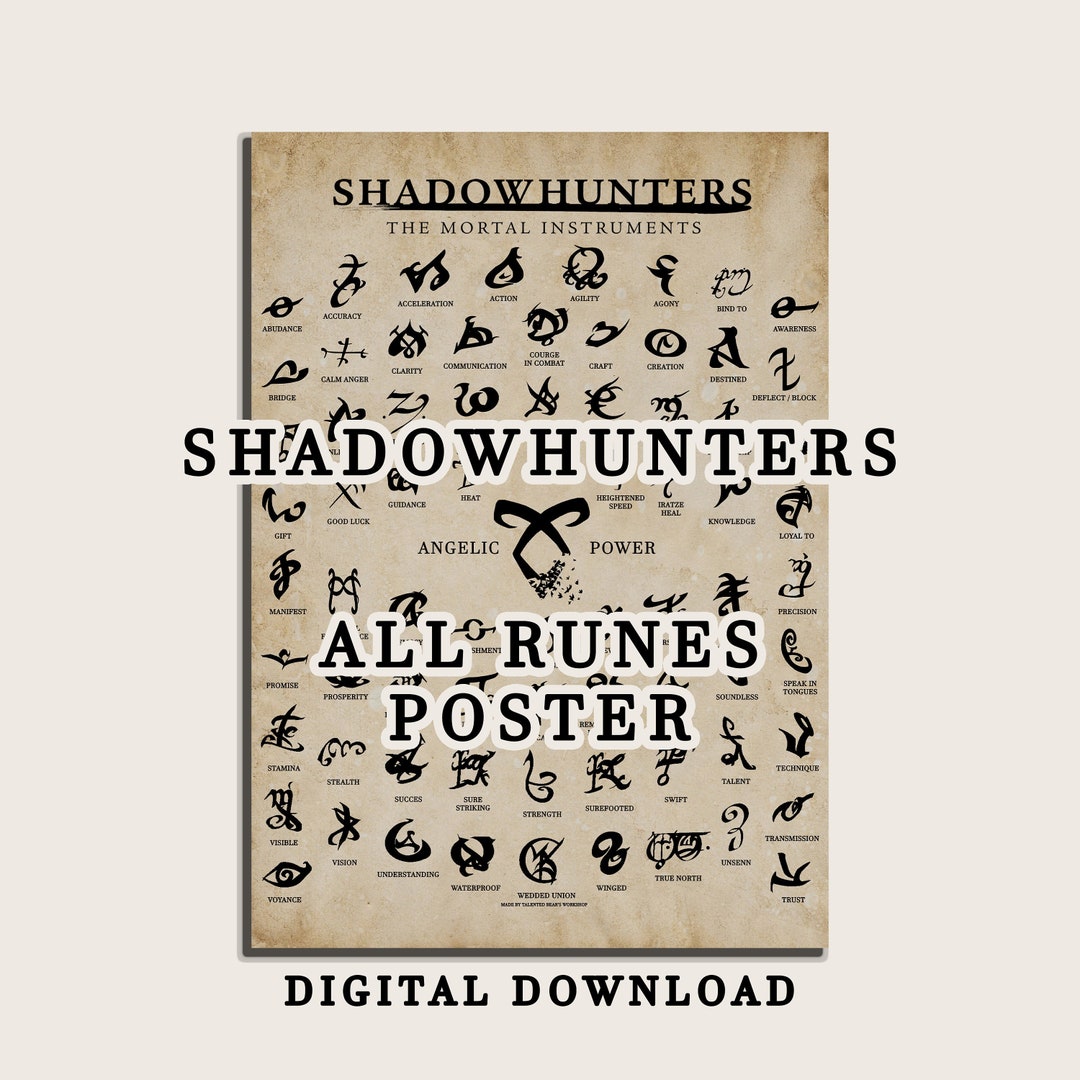 Shadowhunters All Runes Poster Digital Print, Cassandra Clare Wall Art ...