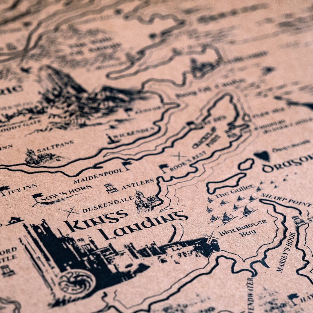 Handmade A Song of Ice and Fire World Map, Game of Thrones Known World ...