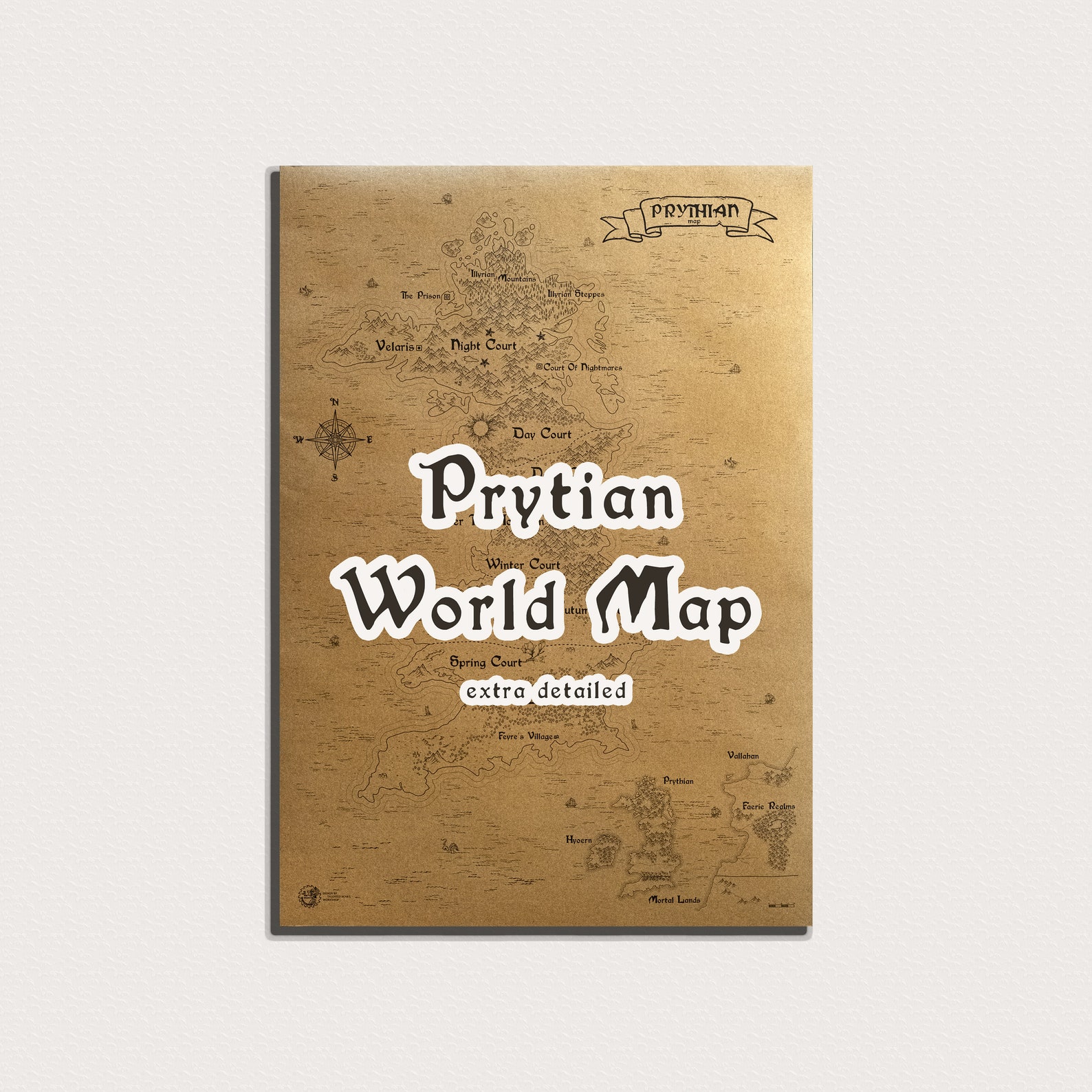 Sarah J Maas Acotar Fantasy Map Prythian Home Decor A Court - Etsy