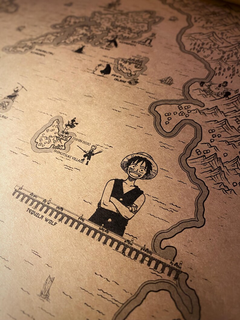Fantasy World Map, O.P. Anime Manga Fan Art, 70*100 Cm Luffy Poster ...