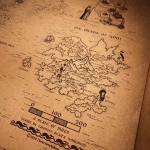 Earthsea World Map Art Poster: Ursula K. Le Guin, Gont Island (50x70cm ...