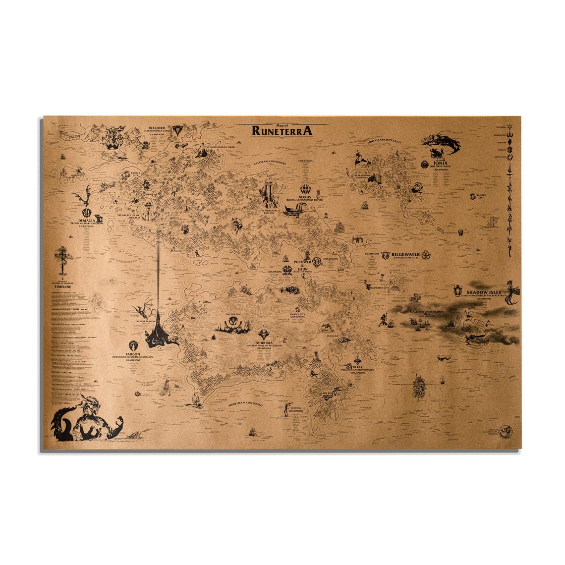 Runeterra Map 70100cm, League of Legends World Map, Lol Poster, Arcane ...