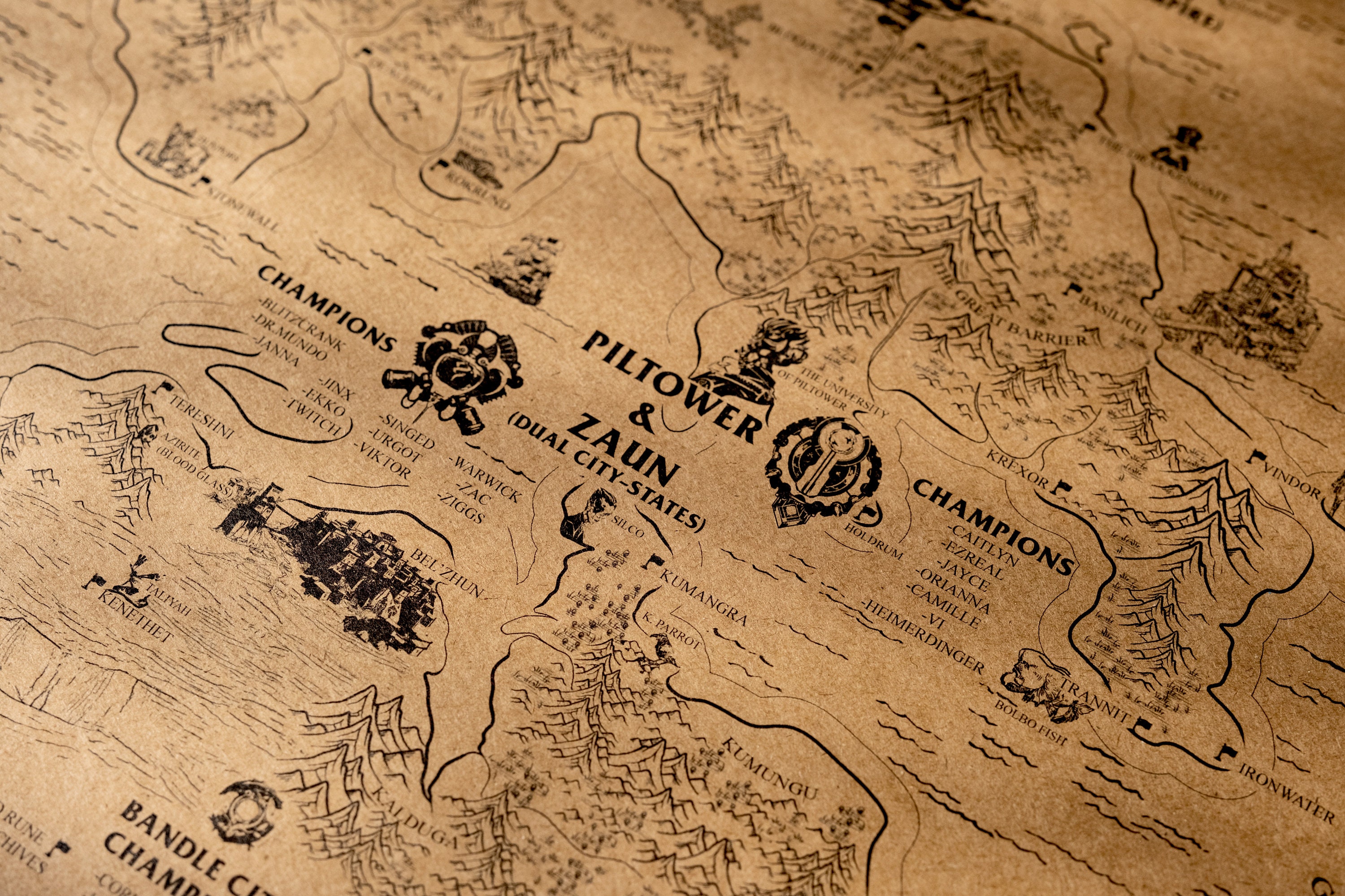 Runeterra Map 70100cm, League of Legends World Map, Lol Poster, Arcane ...