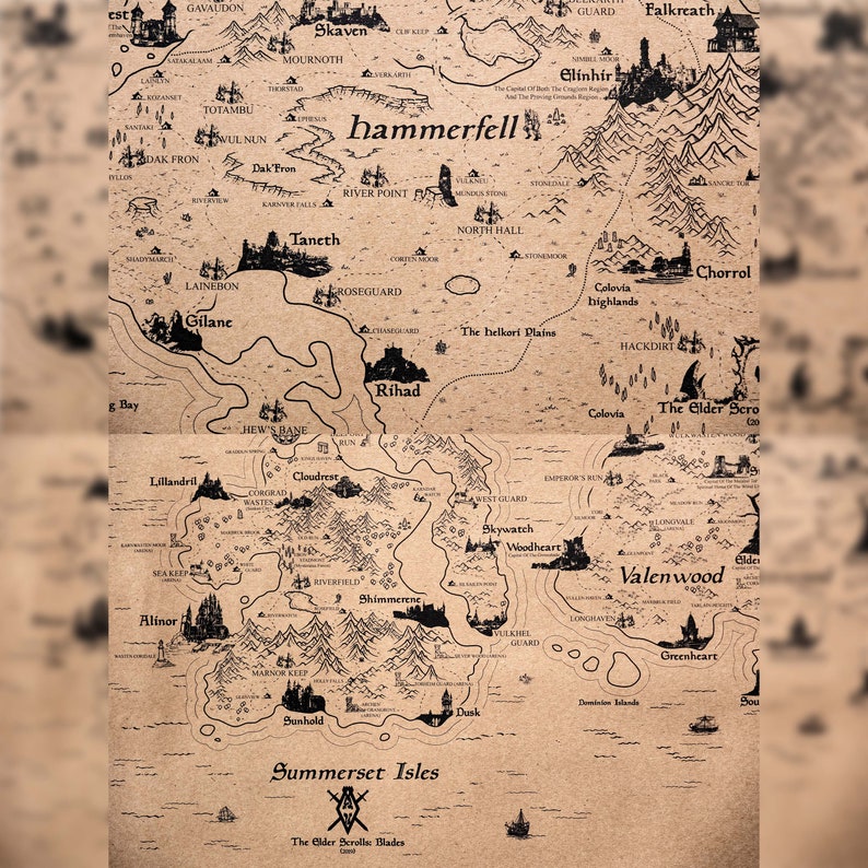Elder Scrolls Tamriel Map 70100cm Nirn World Fantasy Map - Etsy