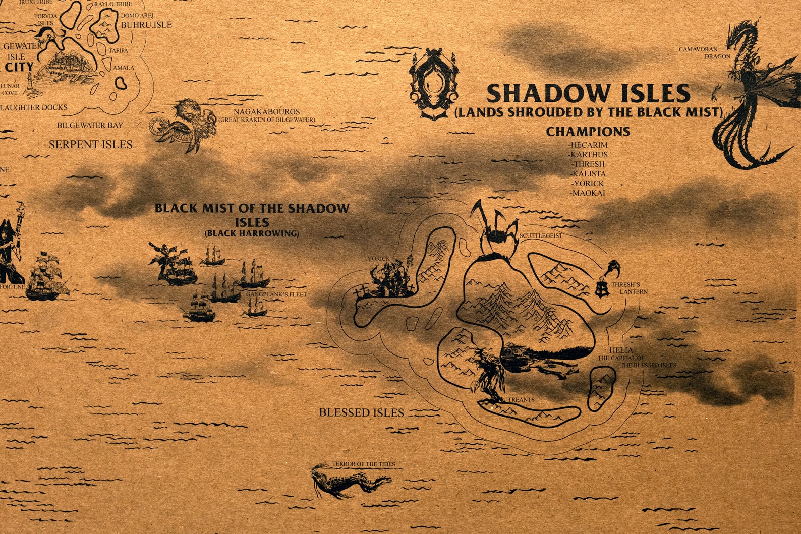 Runeterra Map 70100cm, League of Legends World Map, Lol Poster, Arcane ...