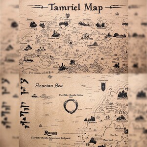 Elder Scrolls Tamriel Map 70100cm, Nirn World Fantasy Map, Skyrim ...
