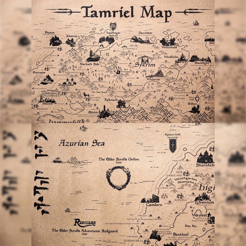 Elder Scrolls Tamriel Map 70100cm Nirn World Fantasy Map - Etsy