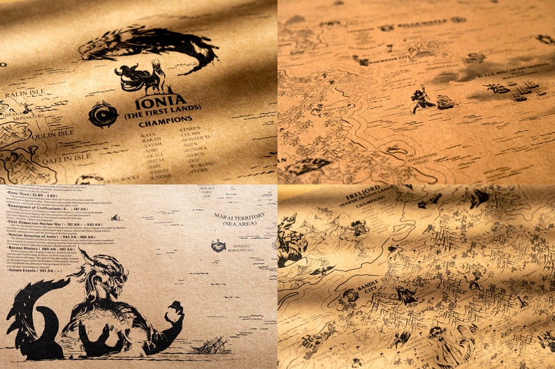 Runeterra Map 70100cm, League of Legends World Map, Lol Poster, Arcane ...