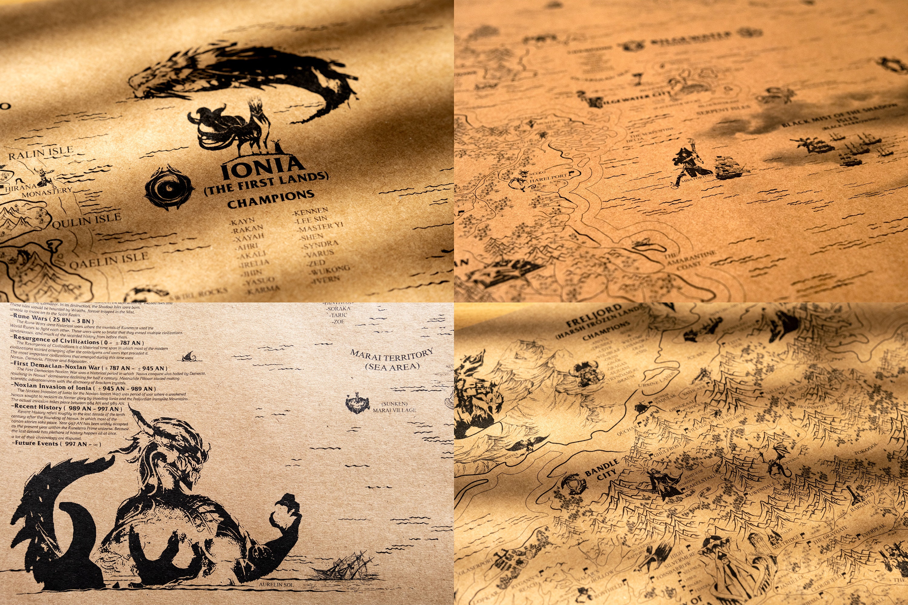 Runeterra Map 70100cm, League of Legends World Map, Lol Poster, Arcane ...