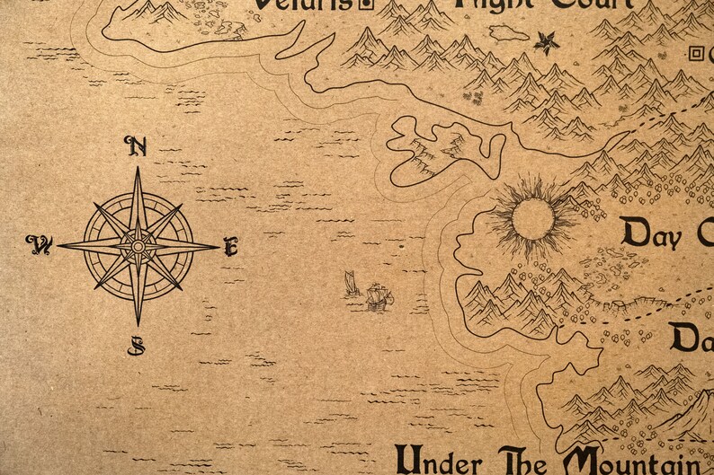 Sarah J Maas Acotar Fantasy Map Prythian Home Decor A Court - Etsy