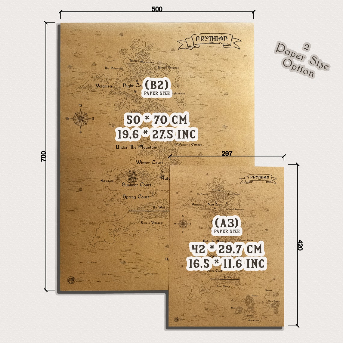 Sarah J Maas Acotar Fantasy Map Prythian Home Decor A Court - Etsy