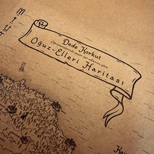 Turkish Folk Legends Hero, Dede Korkut Ata Map 50*70cm, Oğuz Elleri ...