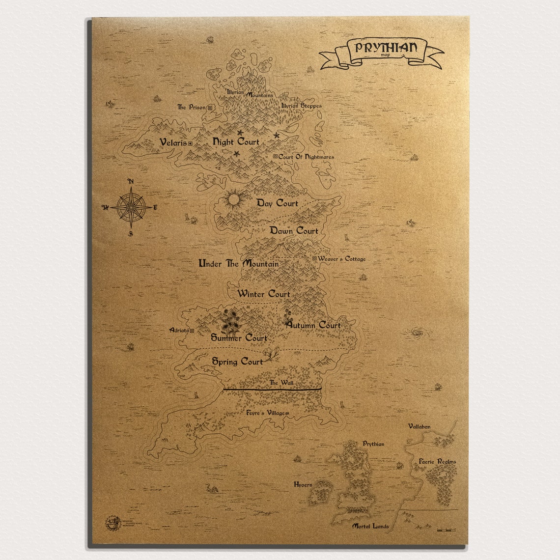 Sarah J Maas Acotar Fantasy Map Prythian Home Decor A Court - Etsy Canada