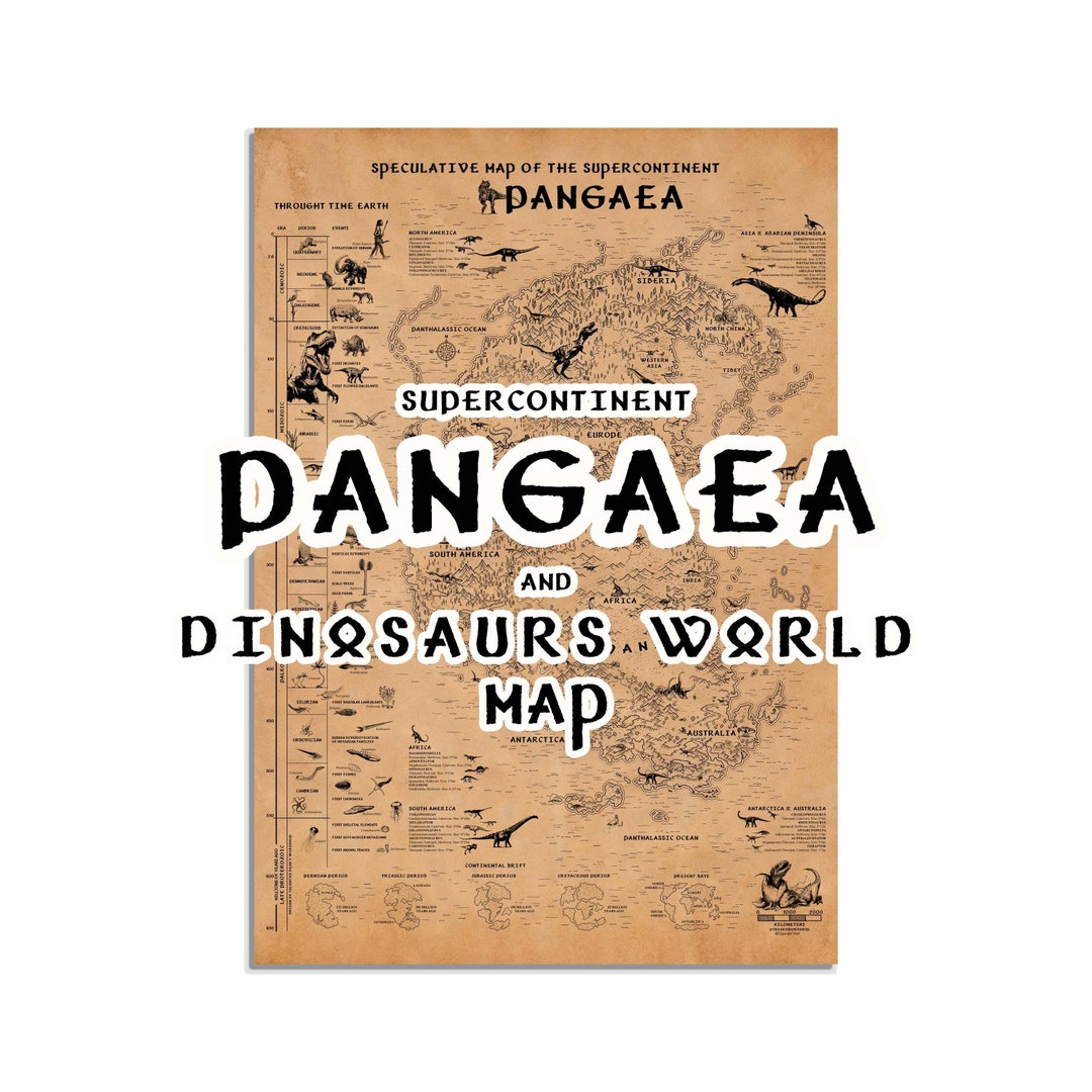 Supercontinent of Pangaea and Dinosaurs Age World Map 50*70cm, Permian ...