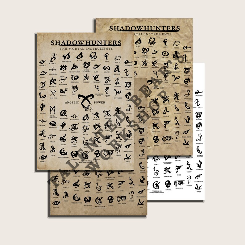 Shadowhunters All Runes Poster Digital Print, Cassandra Clare Wall Art ...