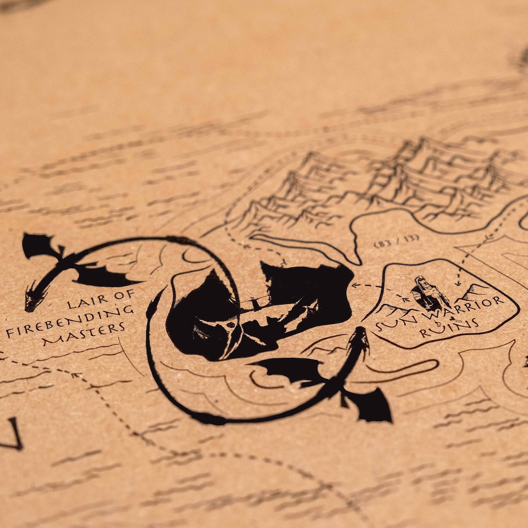 Handmade Avatar World Map Art Print: the Last Airbender Rustic Home ...