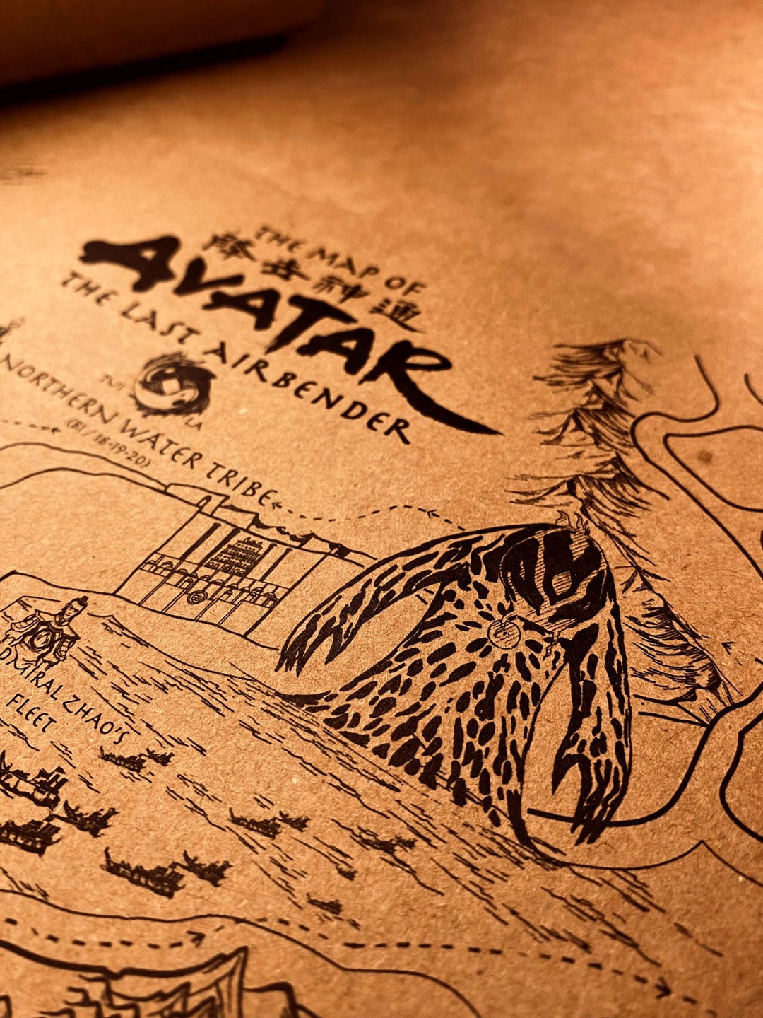 Handmade Avatar World Map Art Print: the Last Airbender Rustic Home ...