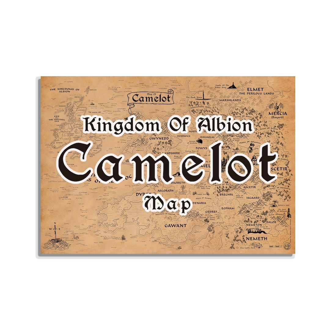 The Kingdoms of Albion Fantasy Map, Vintage Camelot Wall Art, Merlin ...