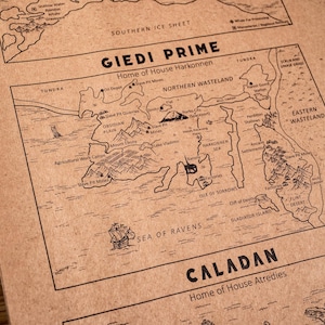 Map of Frank Herbert's DUNE Series, Arrakis World Map 70*100cm, Caladan ...