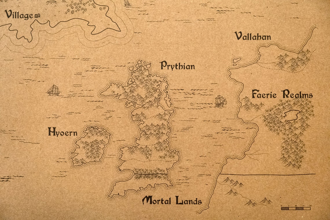 Sarah J Maas Acotar Fantasy Map Prythian Home Decor A Court - Etsy