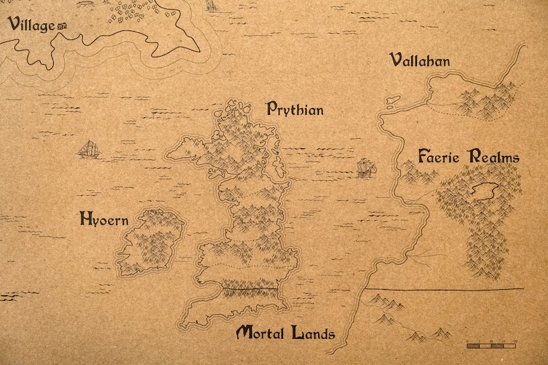 Sarah J Maas Acotar Fantasy Map Prythian Home Decor A Court - Etsy