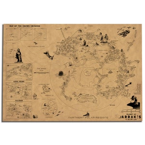Map of Frank Herbert's DUNE Series, Arrakis World Map 70*100cm, Caladan ...