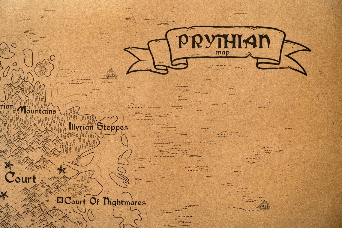 Sarah J Maas Acotar Fantasy Map Prythian Home Decor A Court - Etsy