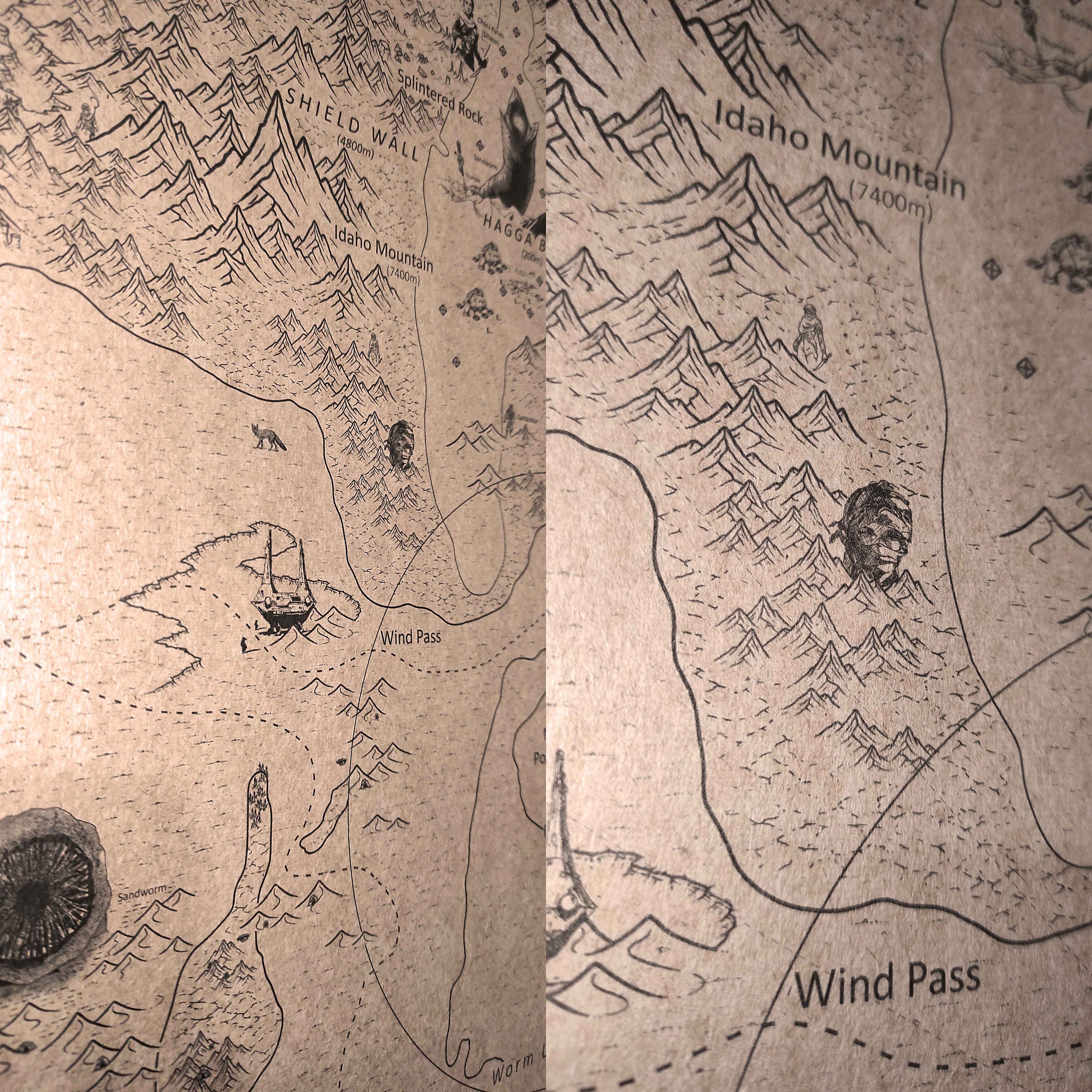 Map of Frank Herbert's DUNE Series, Arrakis World Map 70100cm, Caladan ...