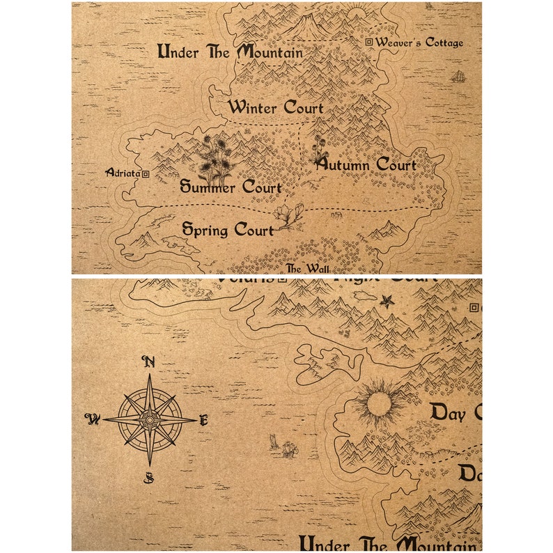 Sarah J Maas Acotar Fantasy Map Prythian Home Decor A Court - Etsy