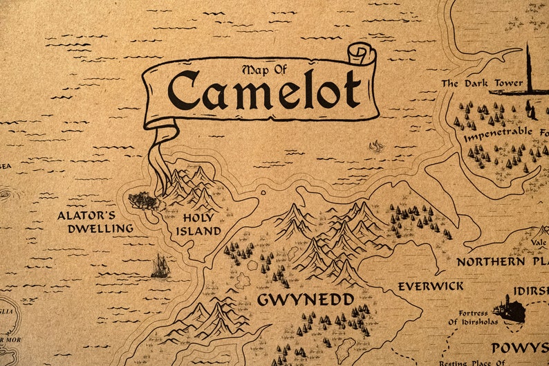 The Kingdoms of Albion Fantasy Map Vintage Camelot Wall Art - Etsy